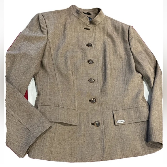 Giesswein | Jackets & Coats | Giesswein Brown Wool Jacket Button Blazer Austrian Herringbone ...